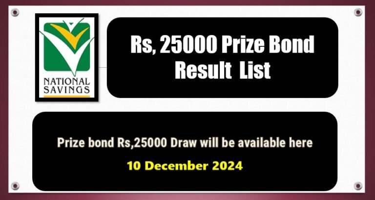 Rs. 25000 Prize Bond 10 December 2024 Result Draw No. 16 List Quetta ...