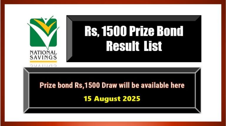 Rs. 1500 Prize Bond 15 August 2025 Result Draw No. 103 List Faisalabad ...